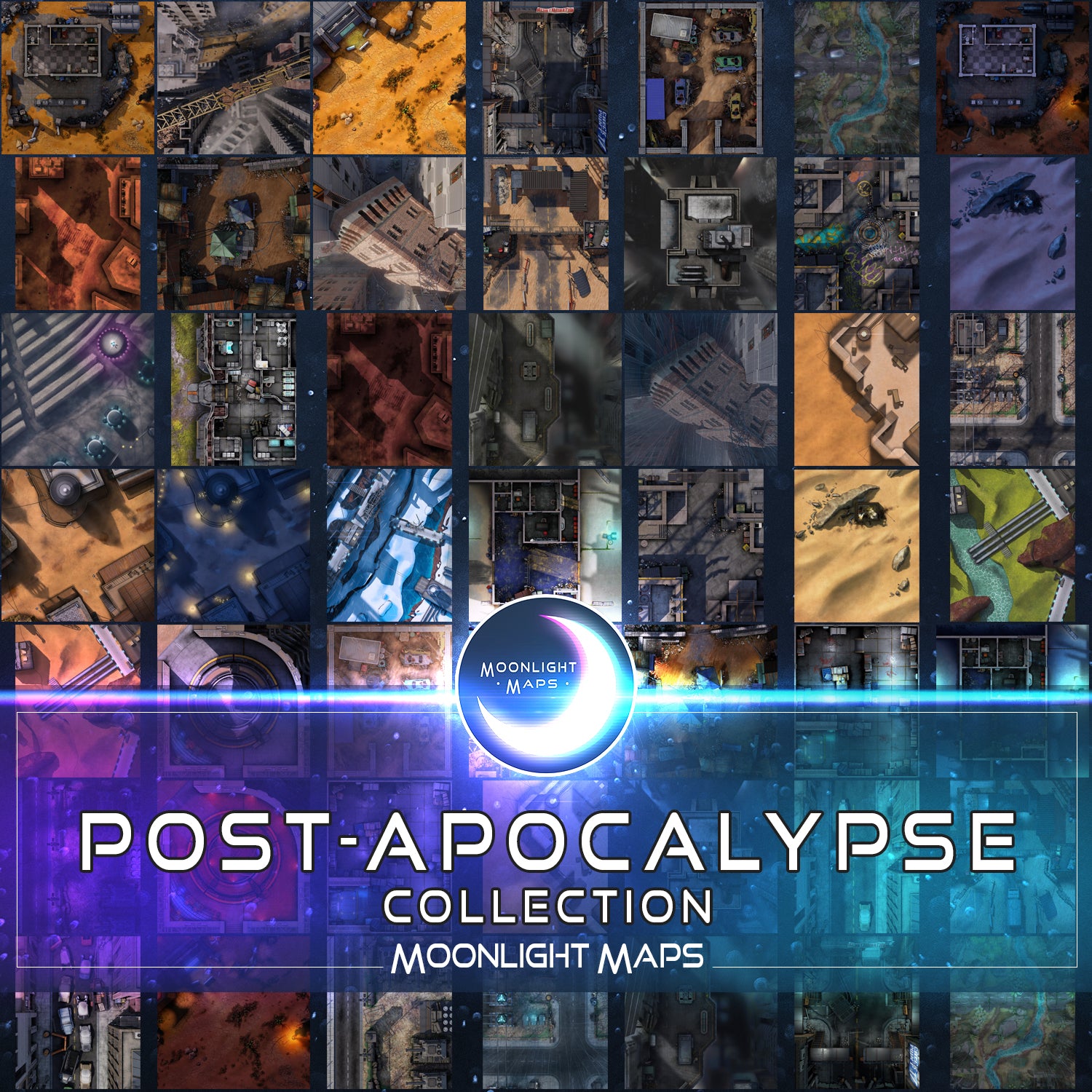 Post Apocalypse TTRPG Battle Maps Collection 1 – Moonlight Maps